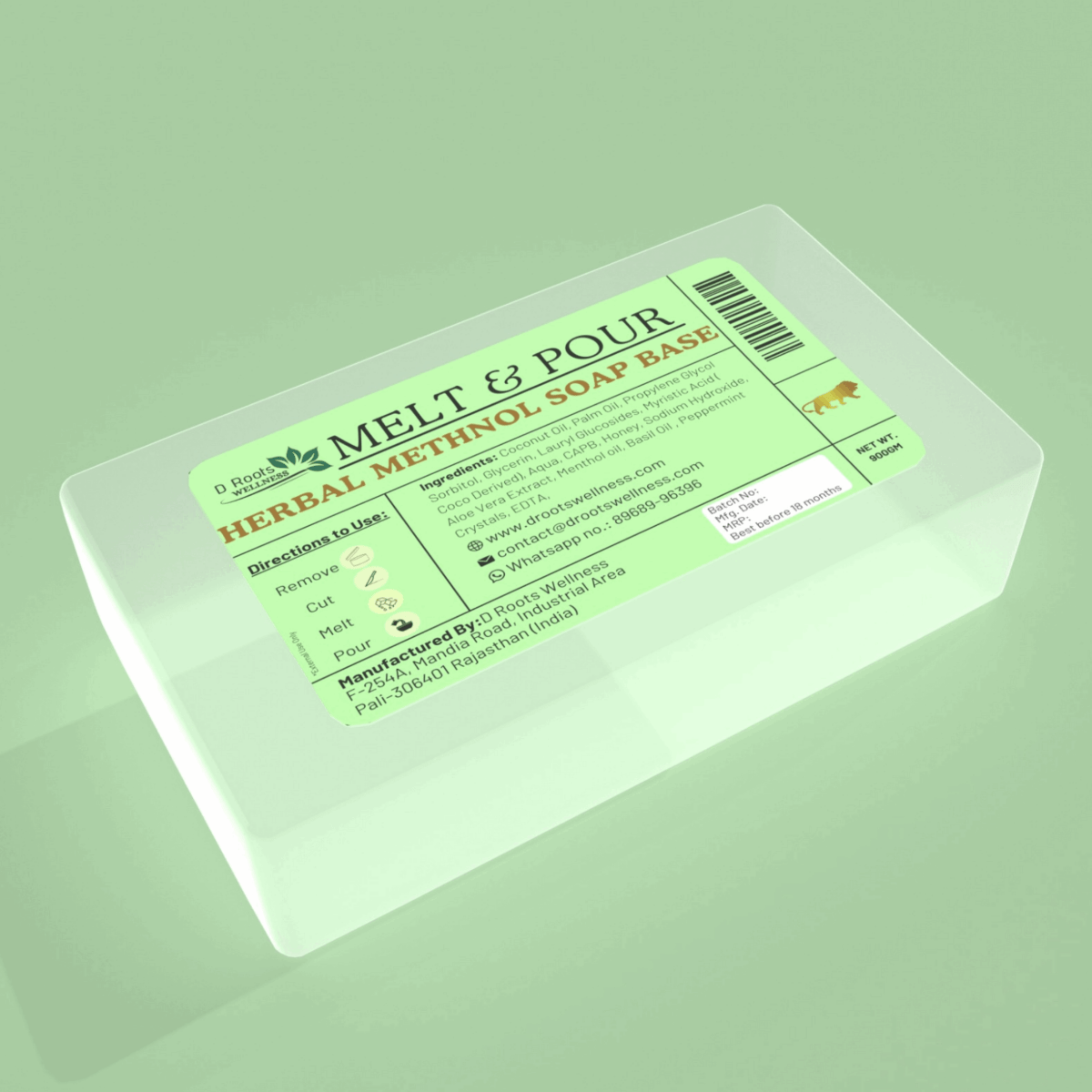 Herbal Menthol Soap Base – Buy for Cooling Freshness – D Roots Wellness